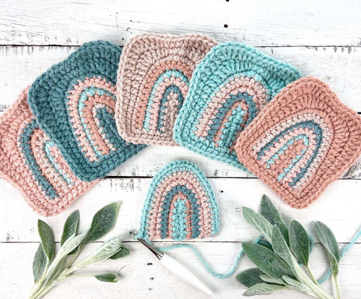 Rainbow Squares Crochet Baby Blanket Free Pattern - The Knotted Nest