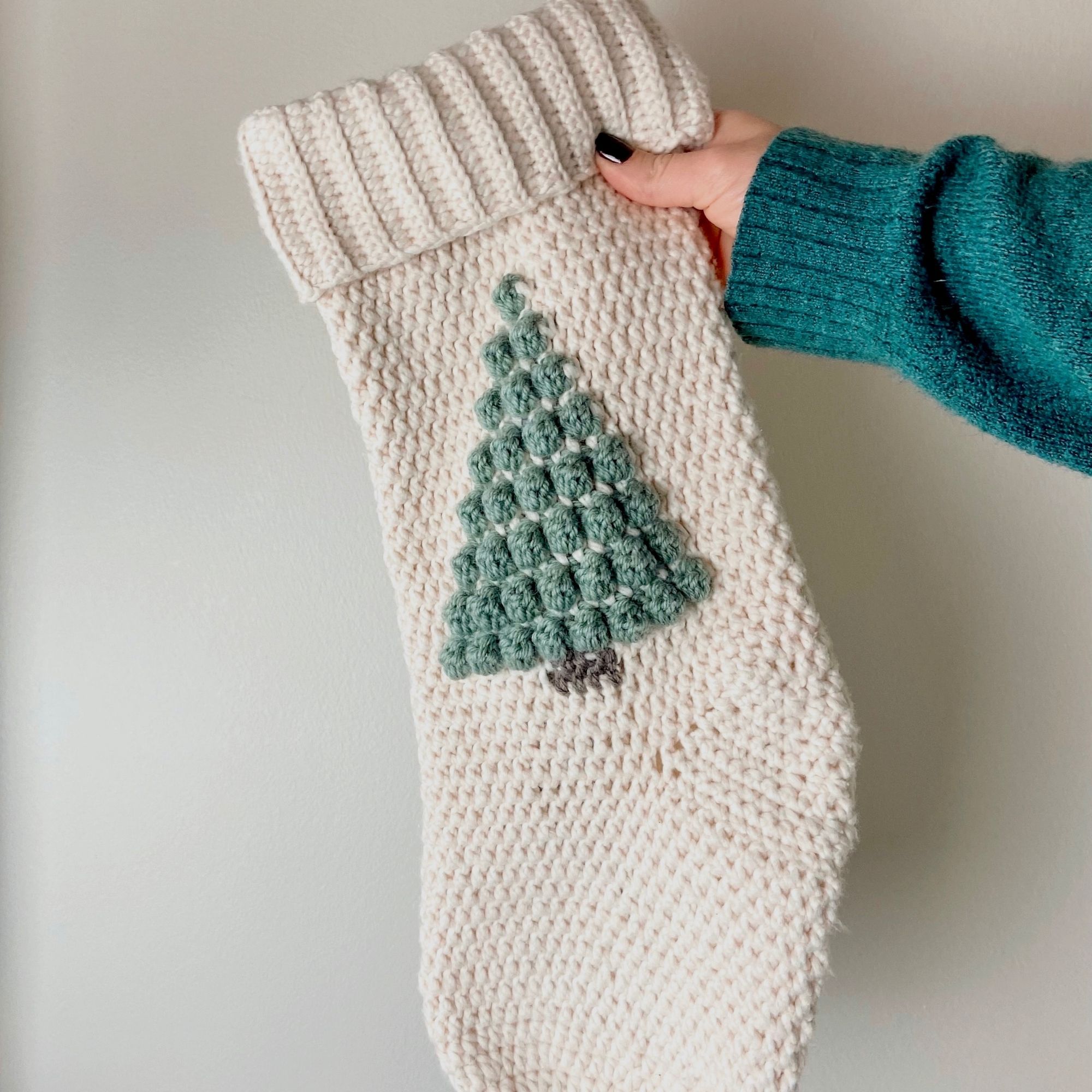 Christmas Tree Crochet Stocking Free Pattern - The Knotted Nest