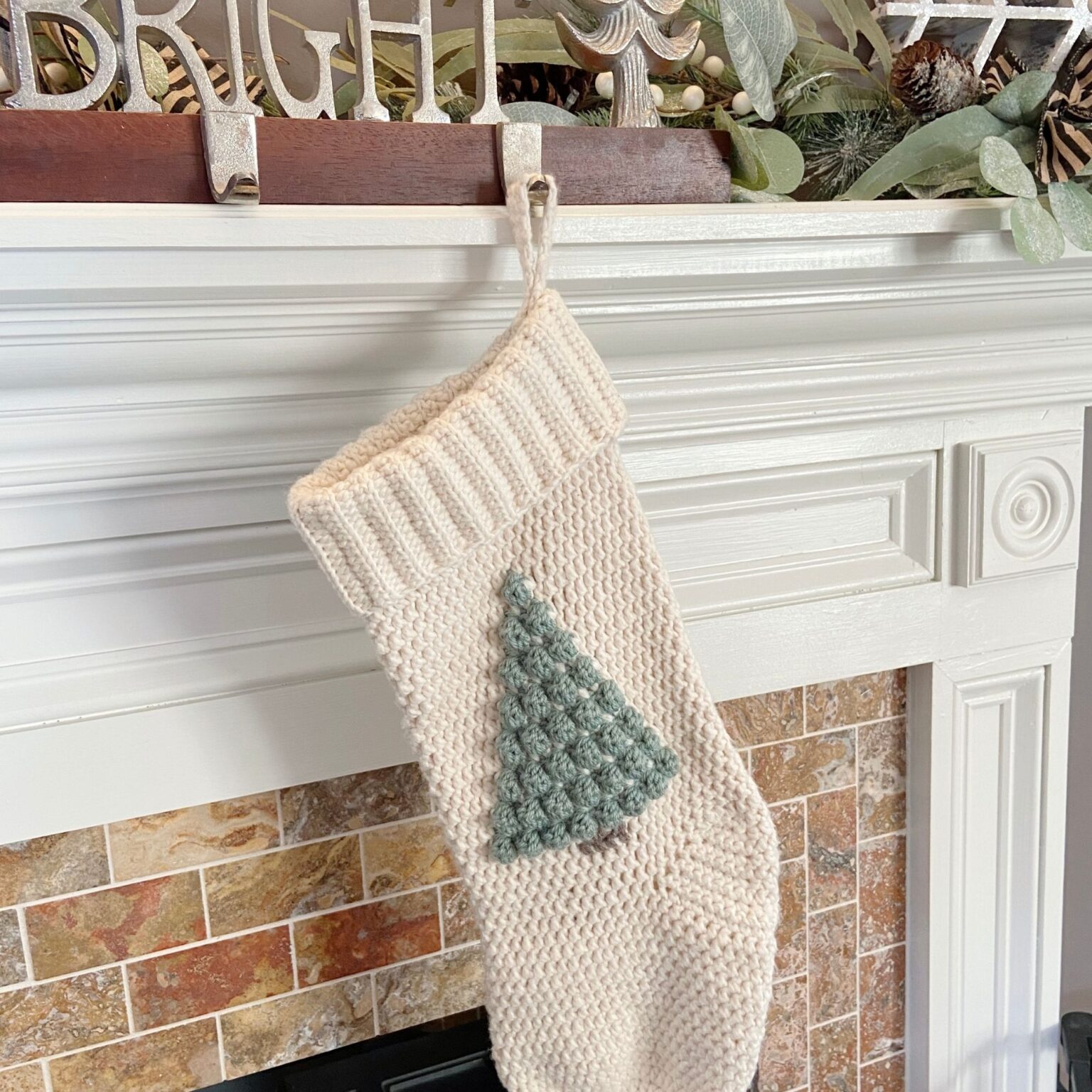 Christmas Tree Crochet Stocking Free Pattern - The Knotted Nest