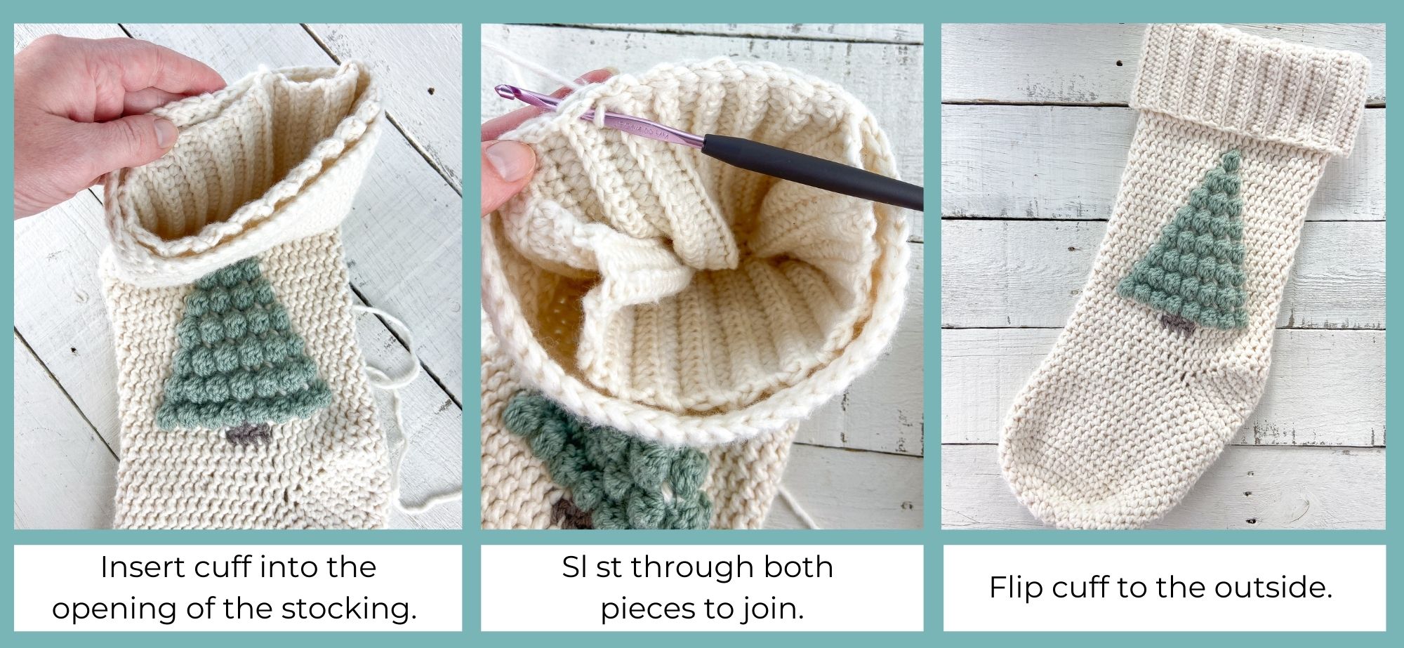 Christmas Tree Crochet Stocking Free Pattern - The Knotted Nest