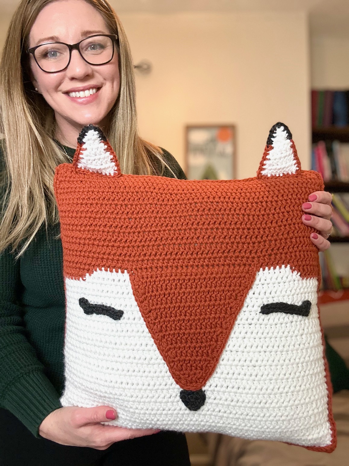 Crochet Fox Pillow- Free Pattern - The Knotted Nest